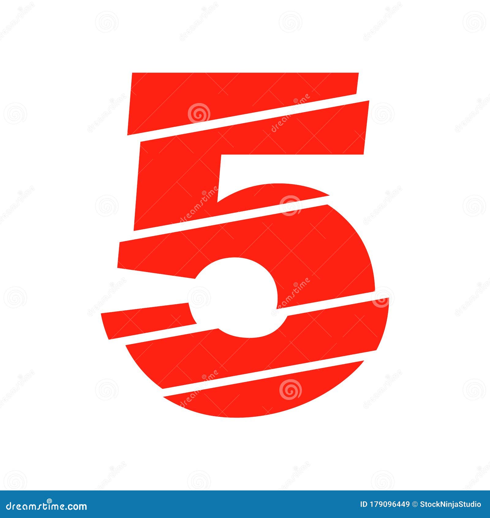 Modern Red 5 Number Design Vector Illustration. Numeral Vector Trendy ...