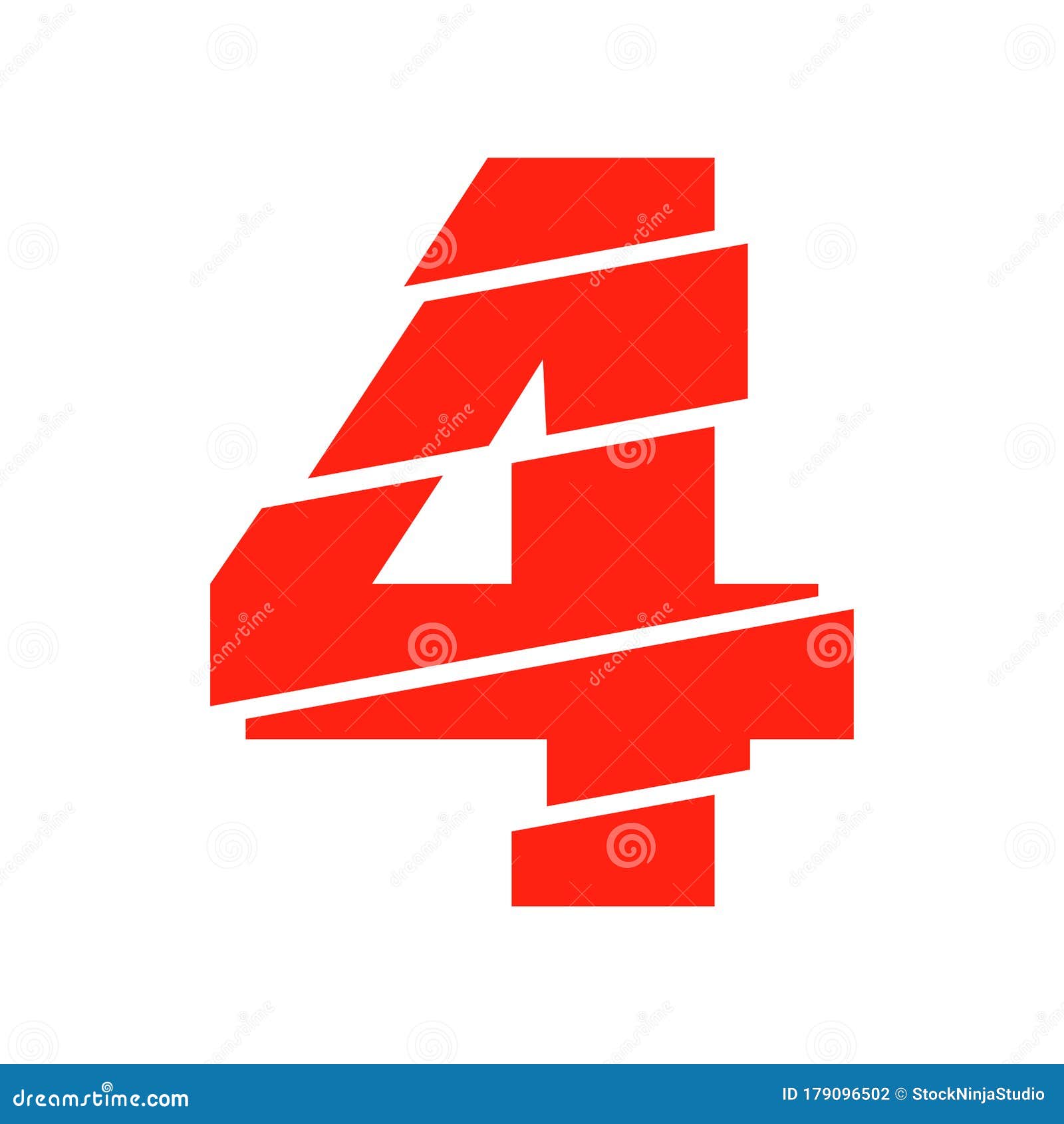 Modern Red 4 Number Design Vector Illustration. Numeral Vector Trendy ...