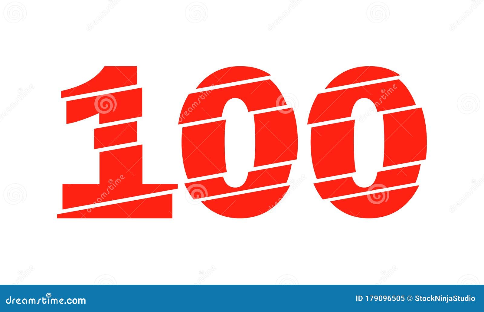 Modern Red 100 Number Design Vector Illustration. Numeral Vector Trendy ...