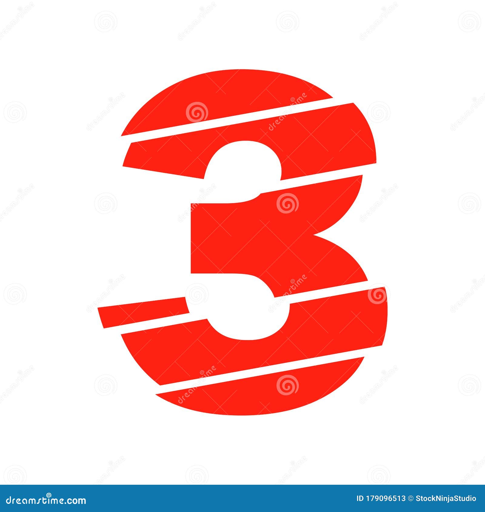 Modern Red 3 Number Design Vector Illustration. Numeral Vector Trendy ...