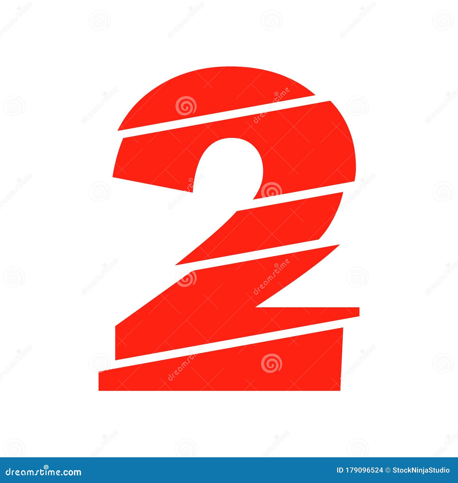 Modern Red 2 Number Design Vector Illustration. Numeral Vector Trendy ...