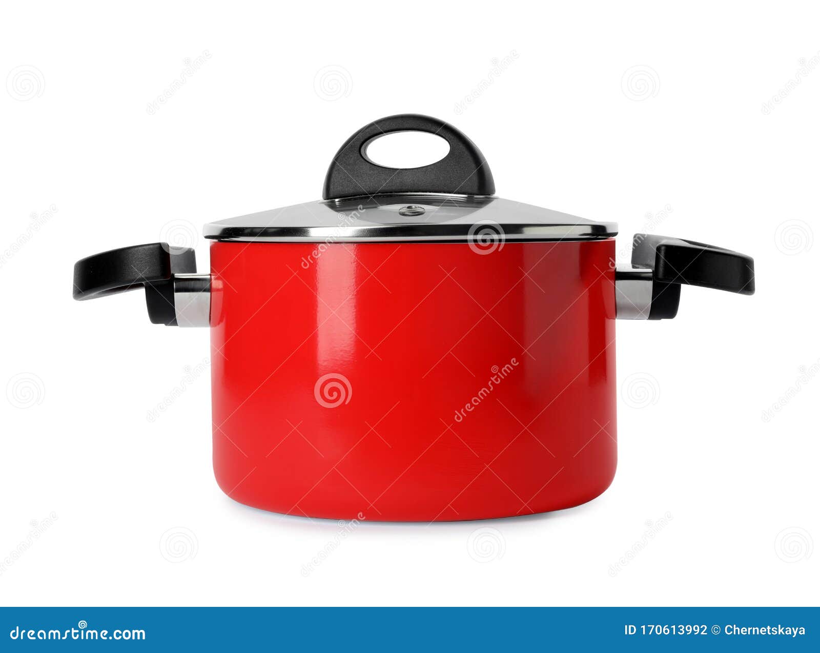 Modern Red Pot with Lid Isolated on White Stock Photo - Image of ...