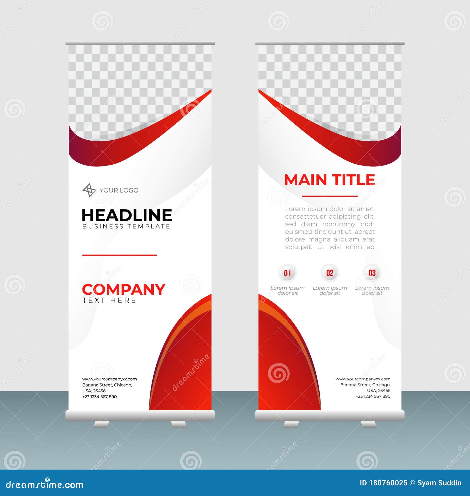 Modern Red Roll Up Banner Template Stock Vector - Illustration of ...