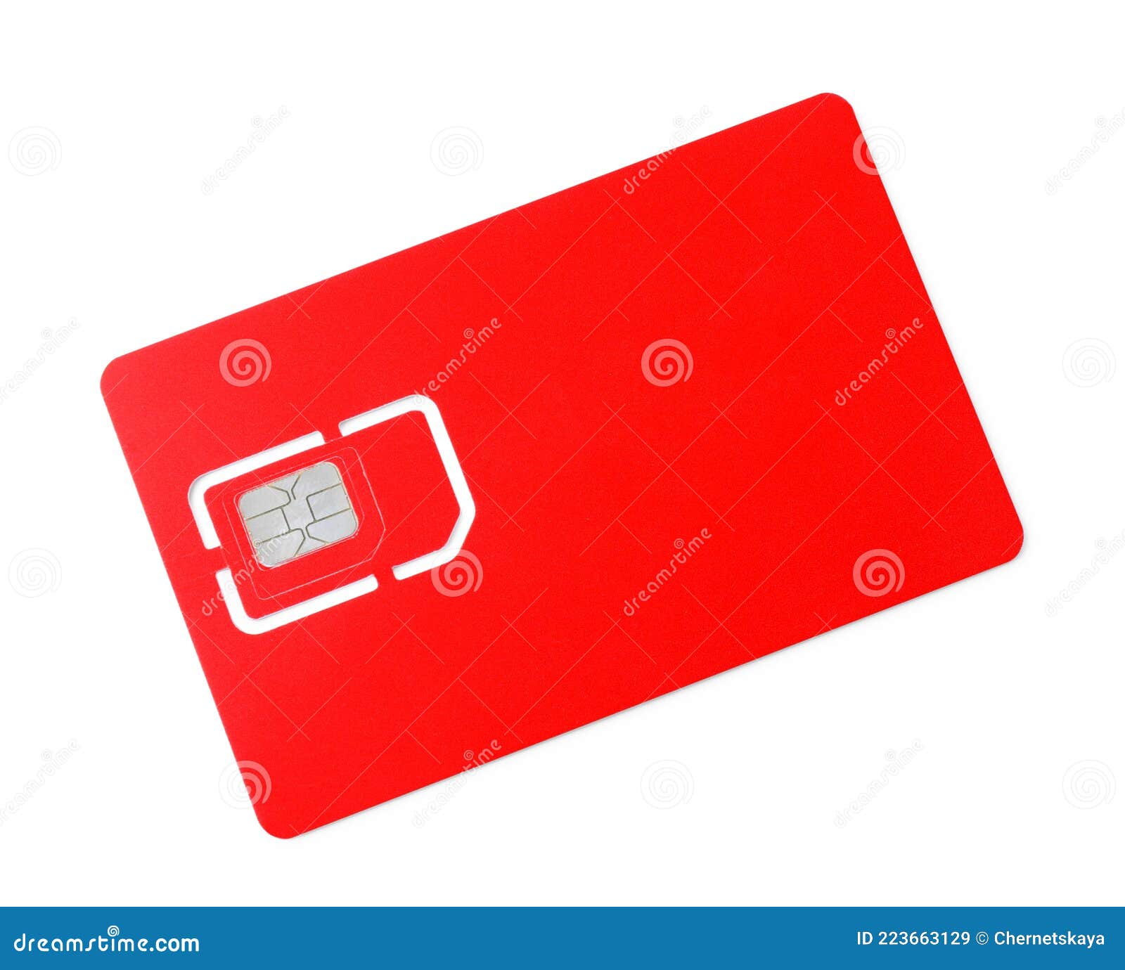 Modern Red SIM Card Isolated on White, Top View Stock Illustration ...