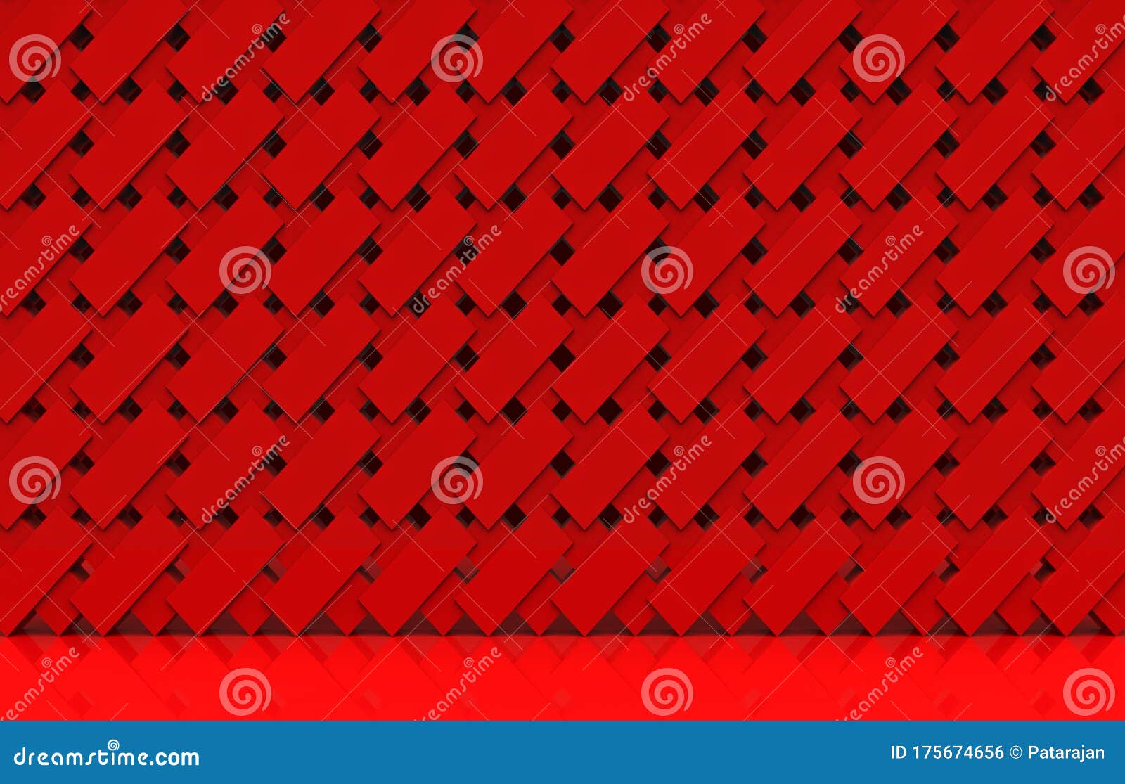 3d Rendering. Modern Red Square Grid Art Tile Pattern Design Wall ...