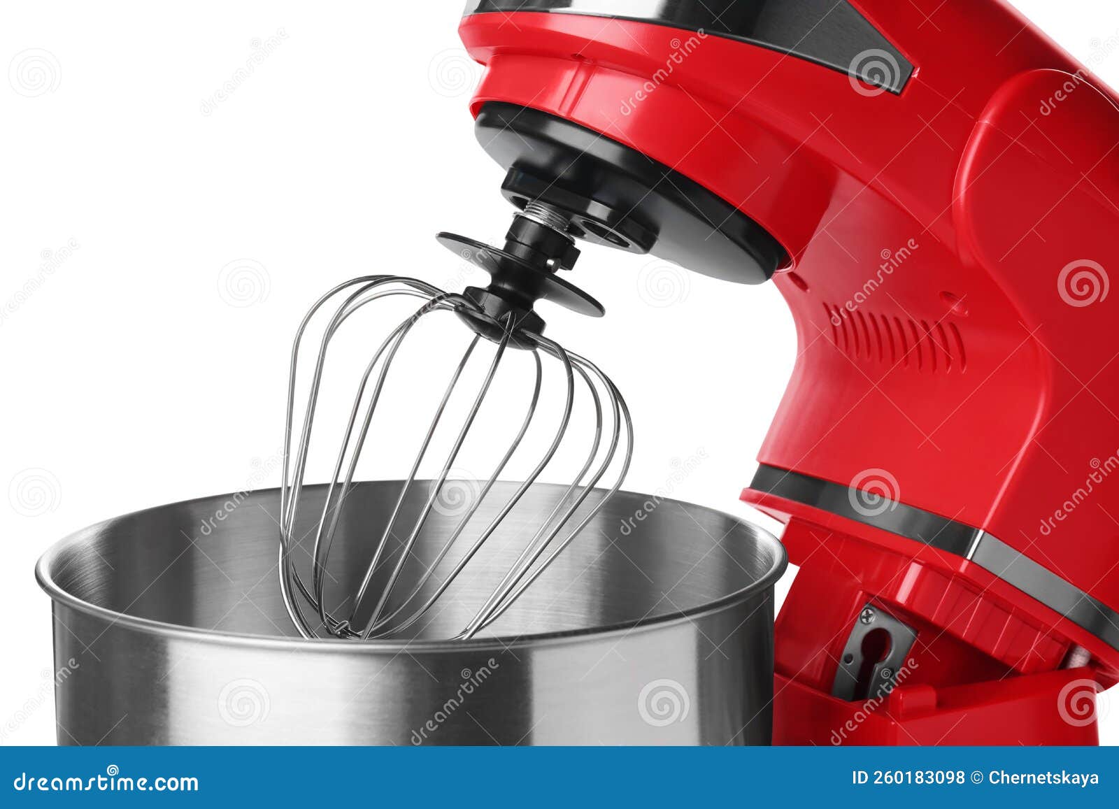 Modern Red Stand Mixer Isolated on White, Closeup Stock Photo - Image ...