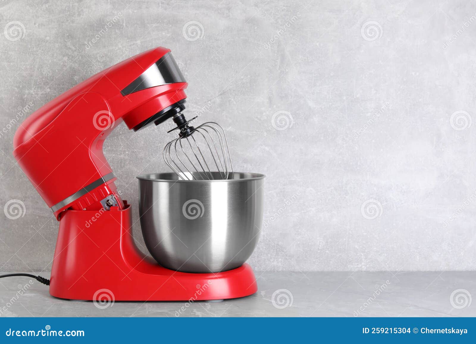 Modern Red Stand Mixer on Light Gray Marble Table, Space for Text Stock ...