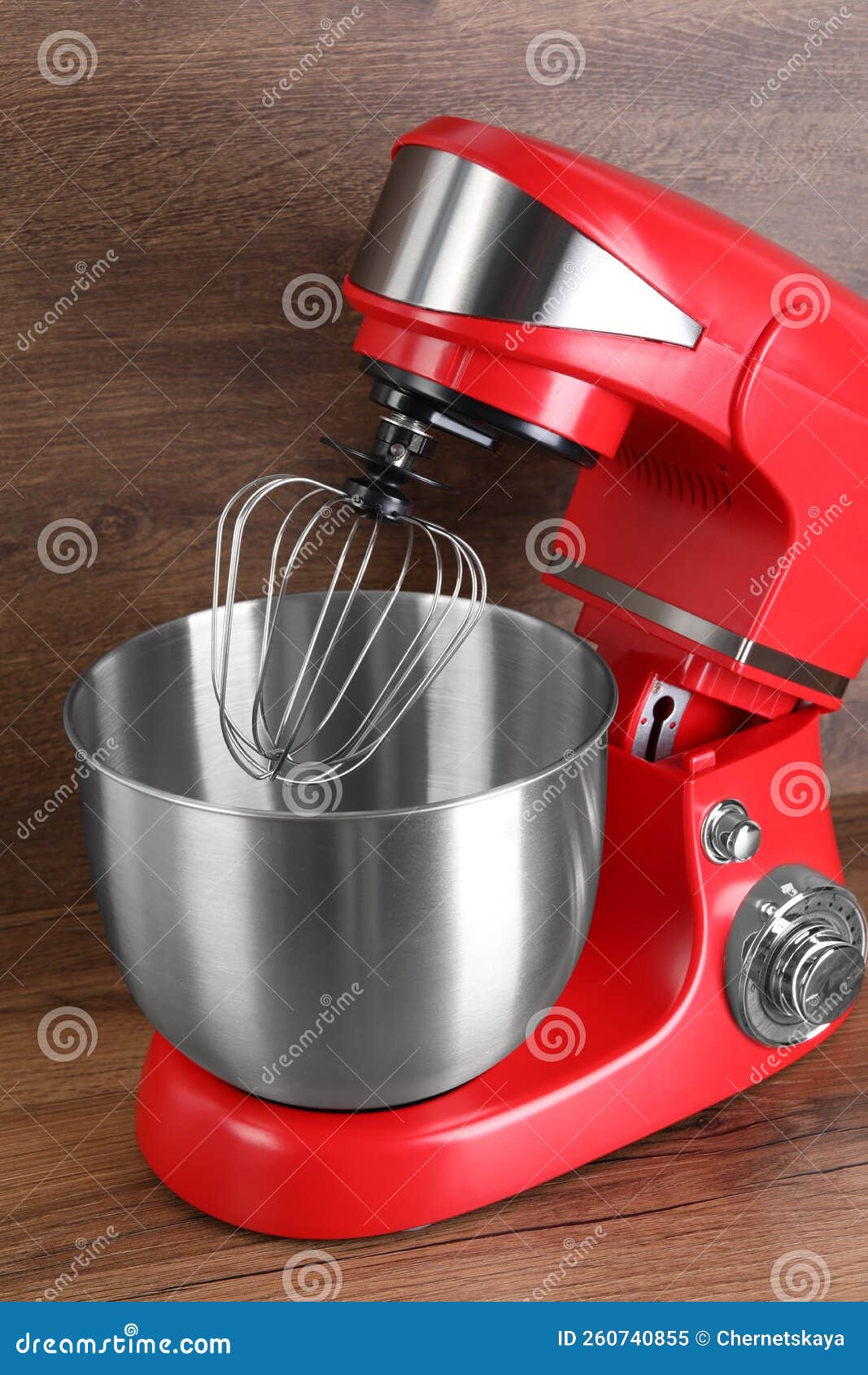Modern Red Stand Mixer on Wooden Table Stock Image - Image of ...