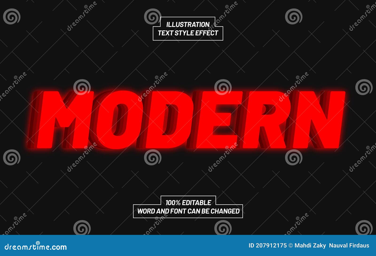 Modern Red Text Style Effect Stock Vector - Illustration of flat ...