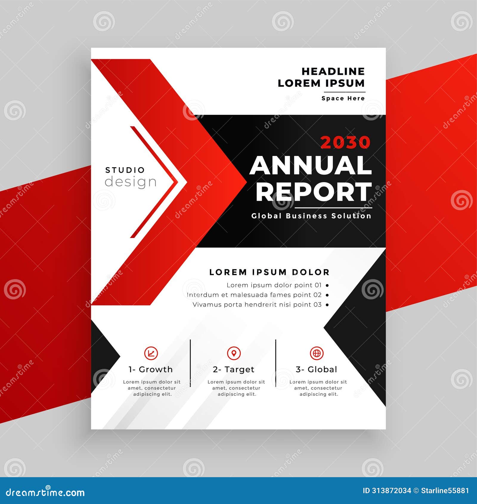 Modern Red Theme Annual Report Business Template Design Stock Vector ...