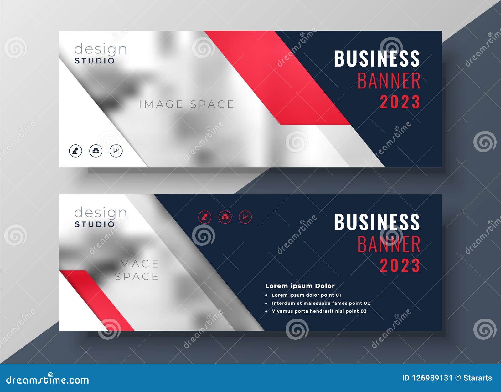Modern Red Theme Business Banner Template Stock Vector - Illustration ...