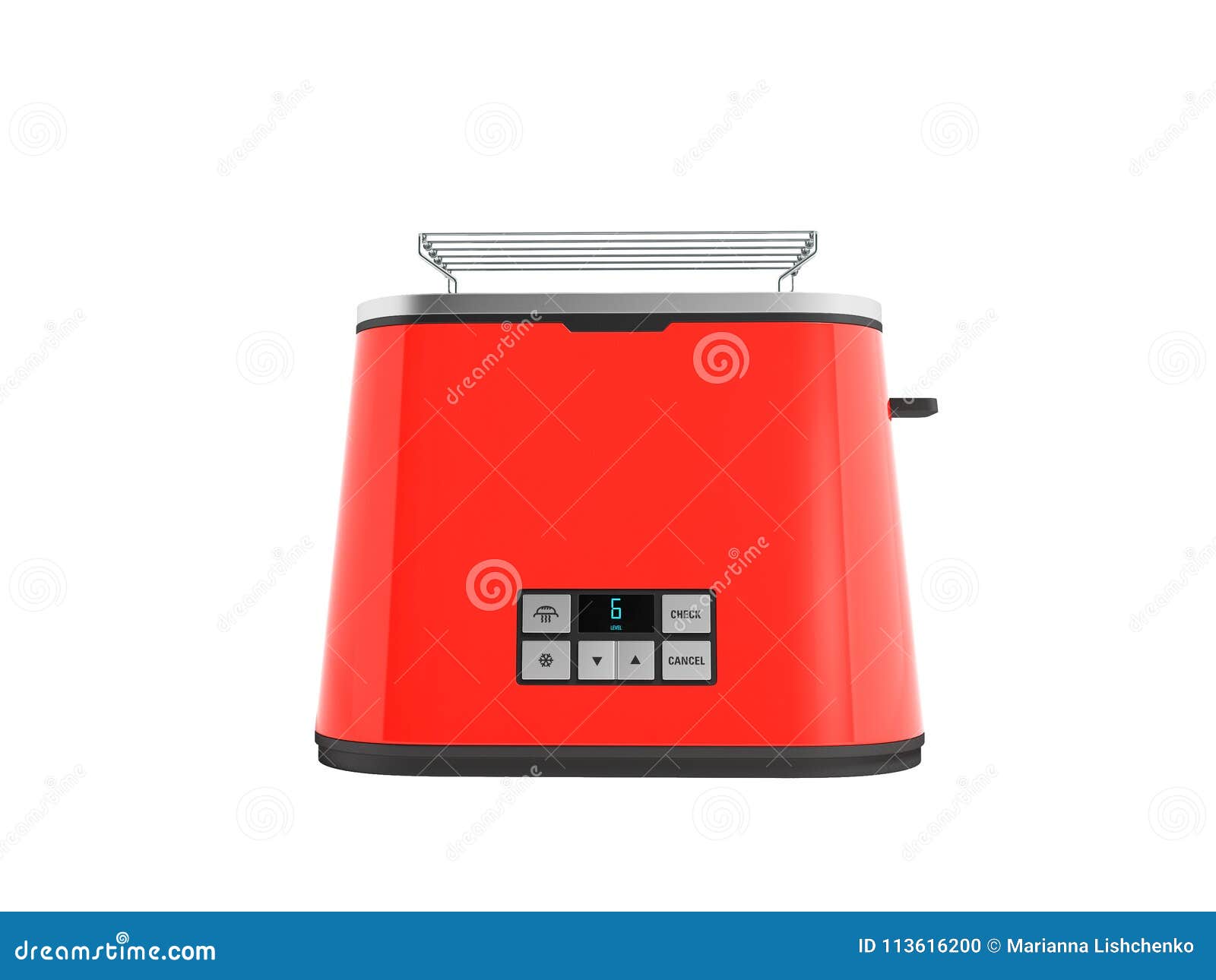 Modern Red Toaster Empty in Front 3d Render on White Background Stock ...