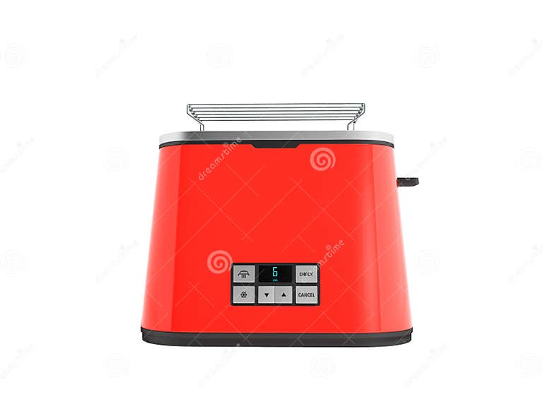 Modern Red Toaster Empty in Front 3d Render on White Background Stock ...