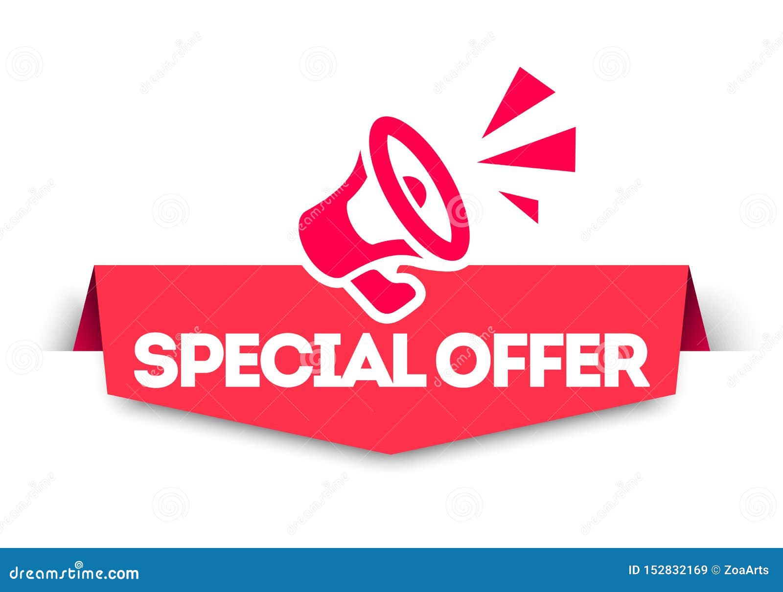 Modern Red Vector Banner Special Offer with Megaphone. Web Element ...