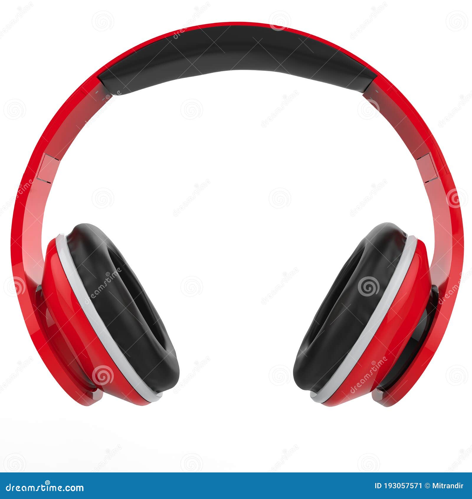 Modern Red Wireless Headphones with White Details - Front View Stock ...