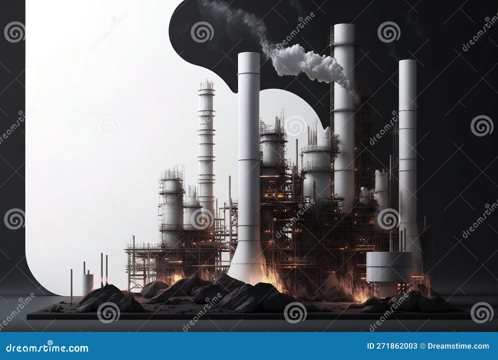 Modern Refinery 3d Style Mock Up. Stock Illustration - Illustration of ...