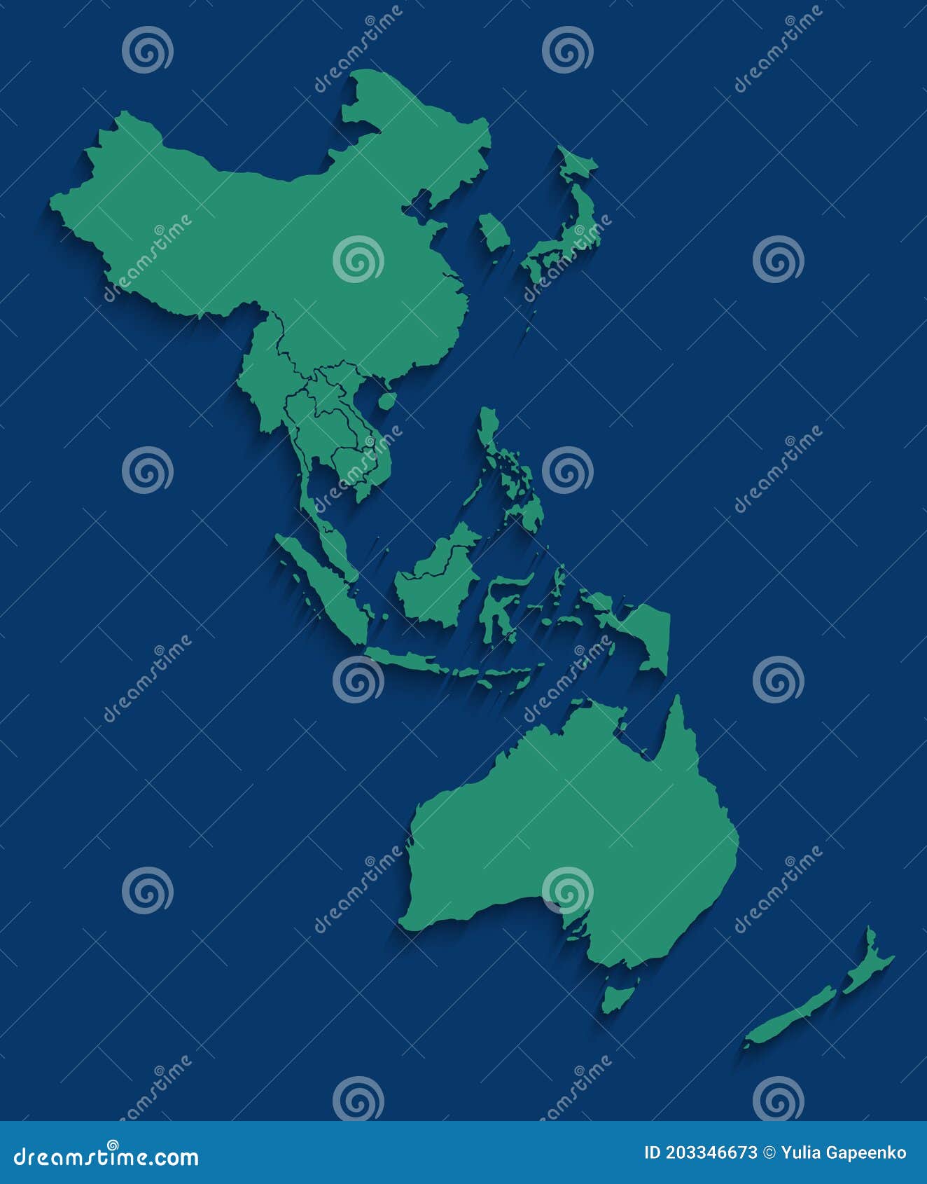 Modern Regional Comprehensive Economic Partnership RCEP Map Background ...