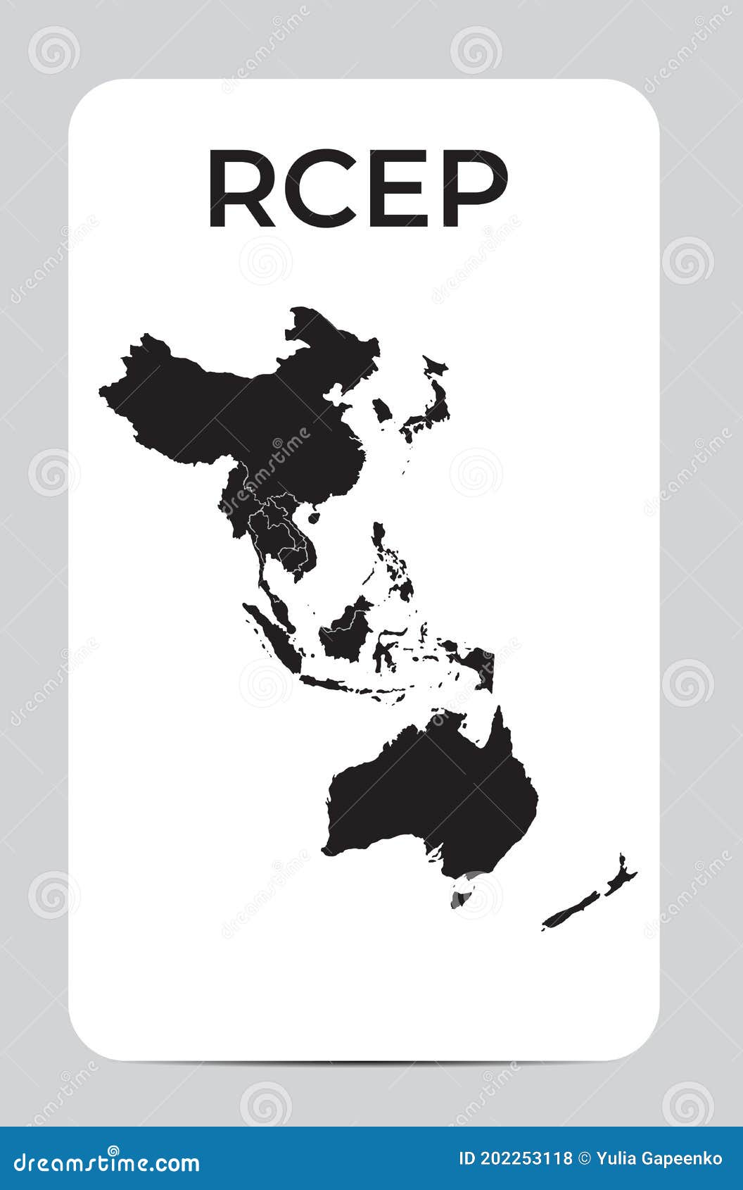 Modern Regional Comprehensive Economic Partnership (RCEP) Map. Vector ...