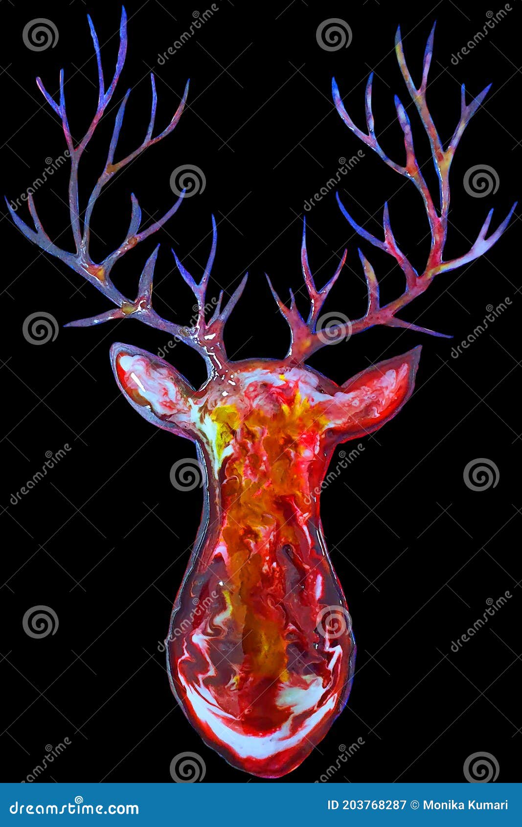 Modern Reindeer Head in Resin Art Illustration Stock Illustration ...