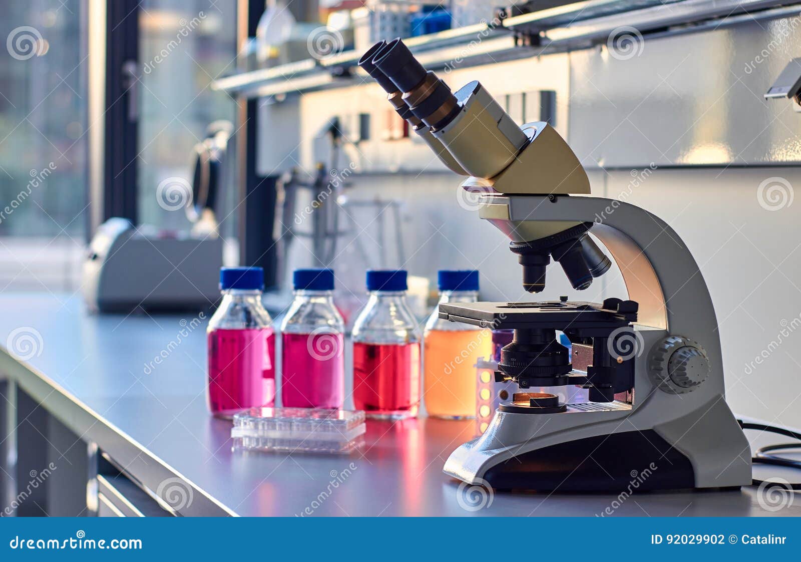 Research Microscope With Molecule Structural Formula - Research Stock ...