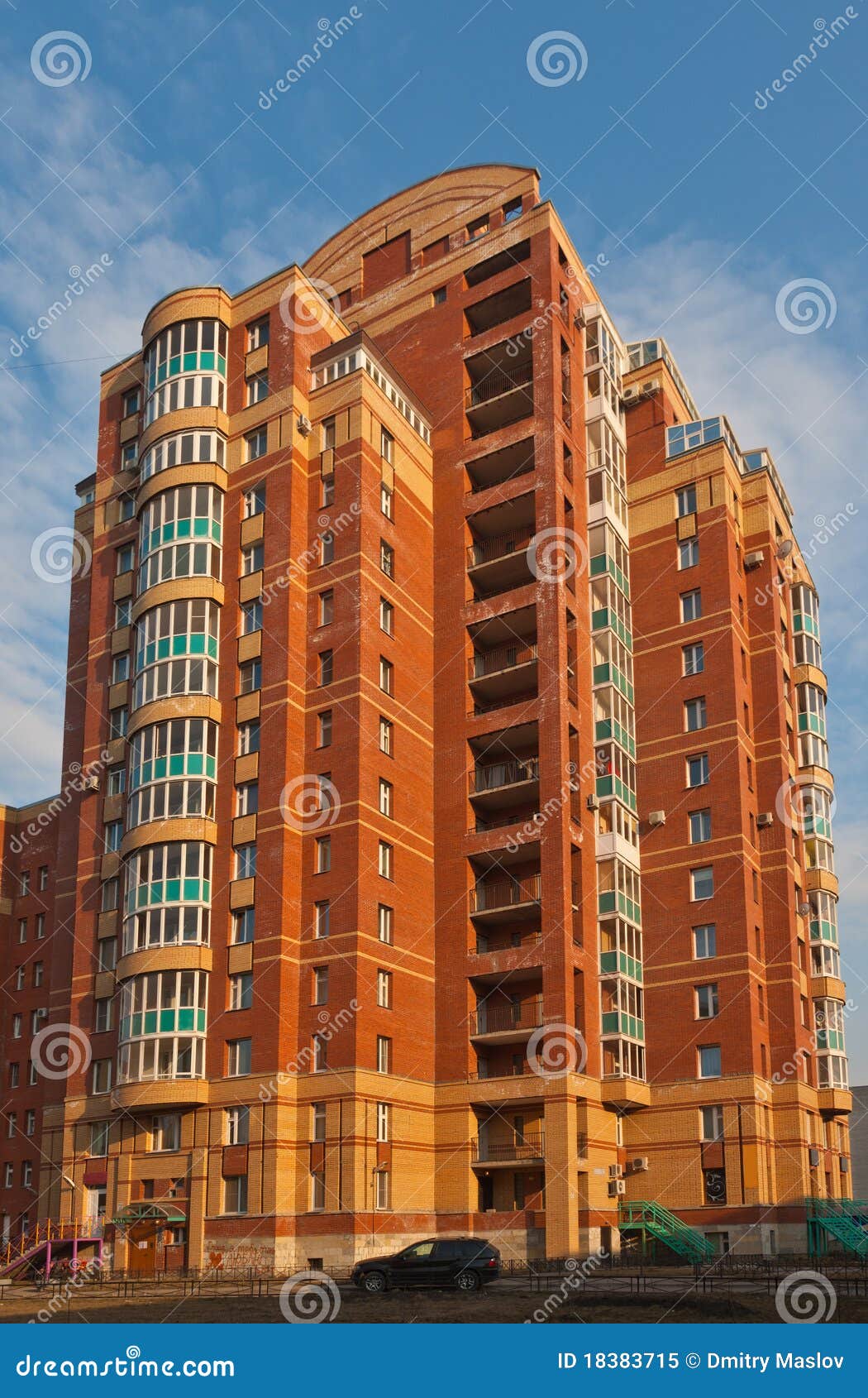Modern Residential Brick Building Stock Image - Image of city, russia ...