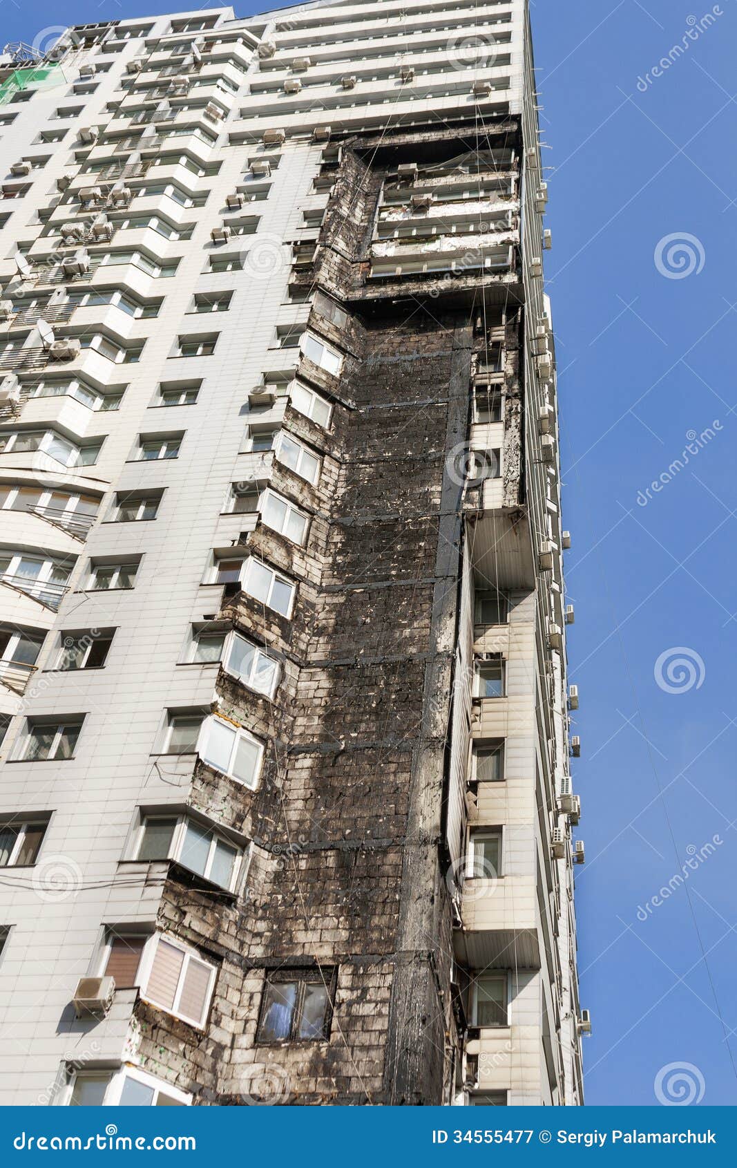 Skyscraper Fire Accident. Concept Of Firefighting Problems At The ...