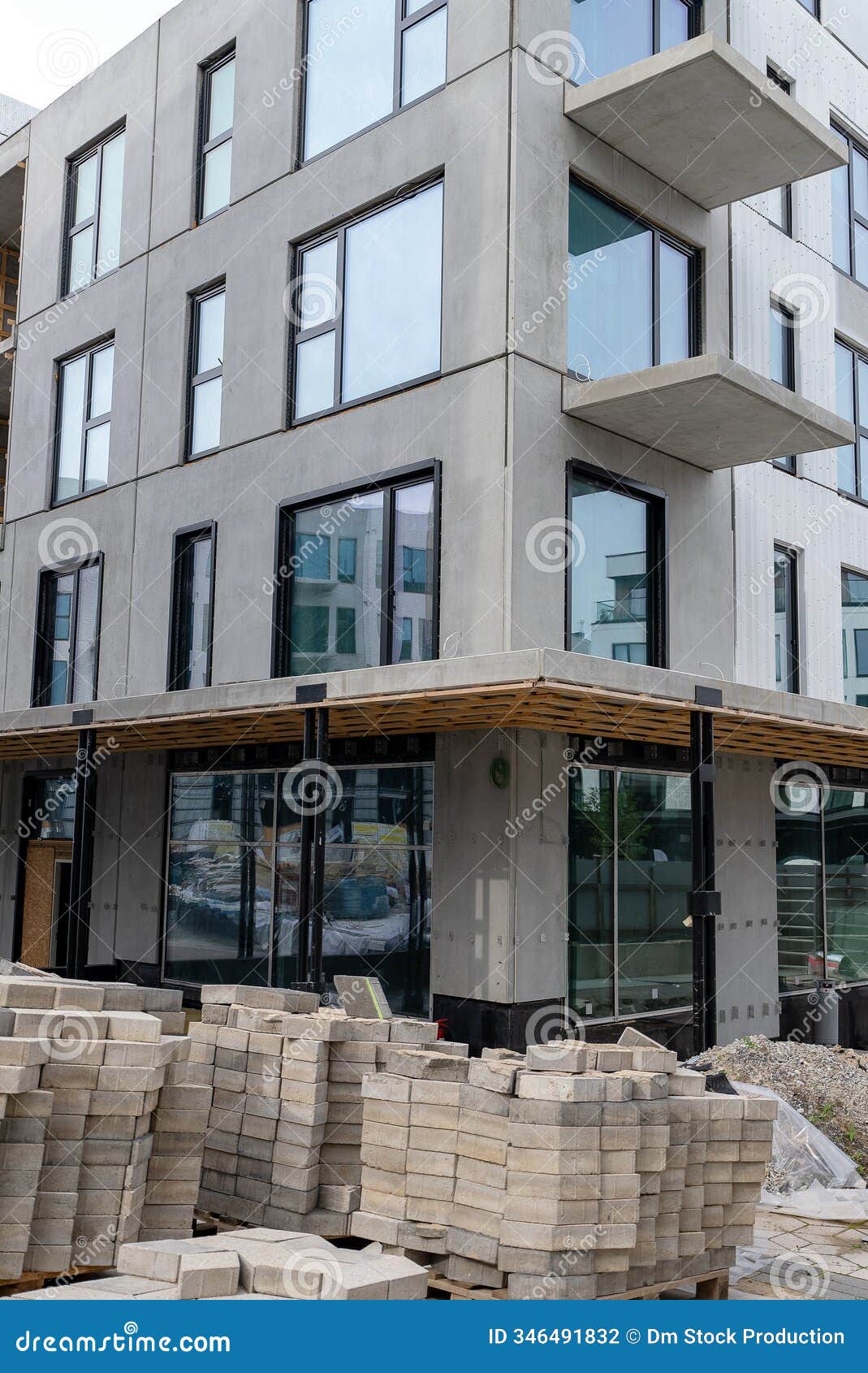 Modern Residential Building Under Construction Stock Photo - Image of ...