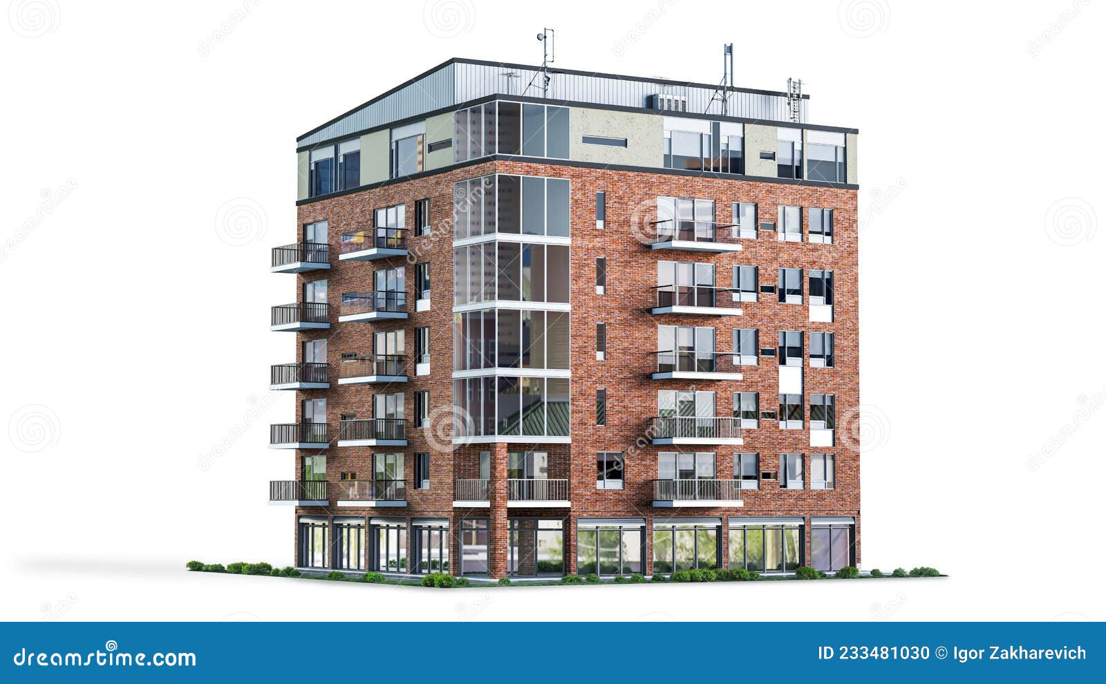 Modern Residential Building at the White Background. Stock Illustration ...