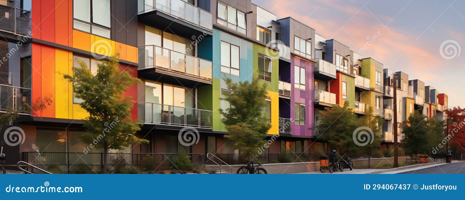 Modern Residential Complex: Multi-colored Facades Under Overcast Sky ...