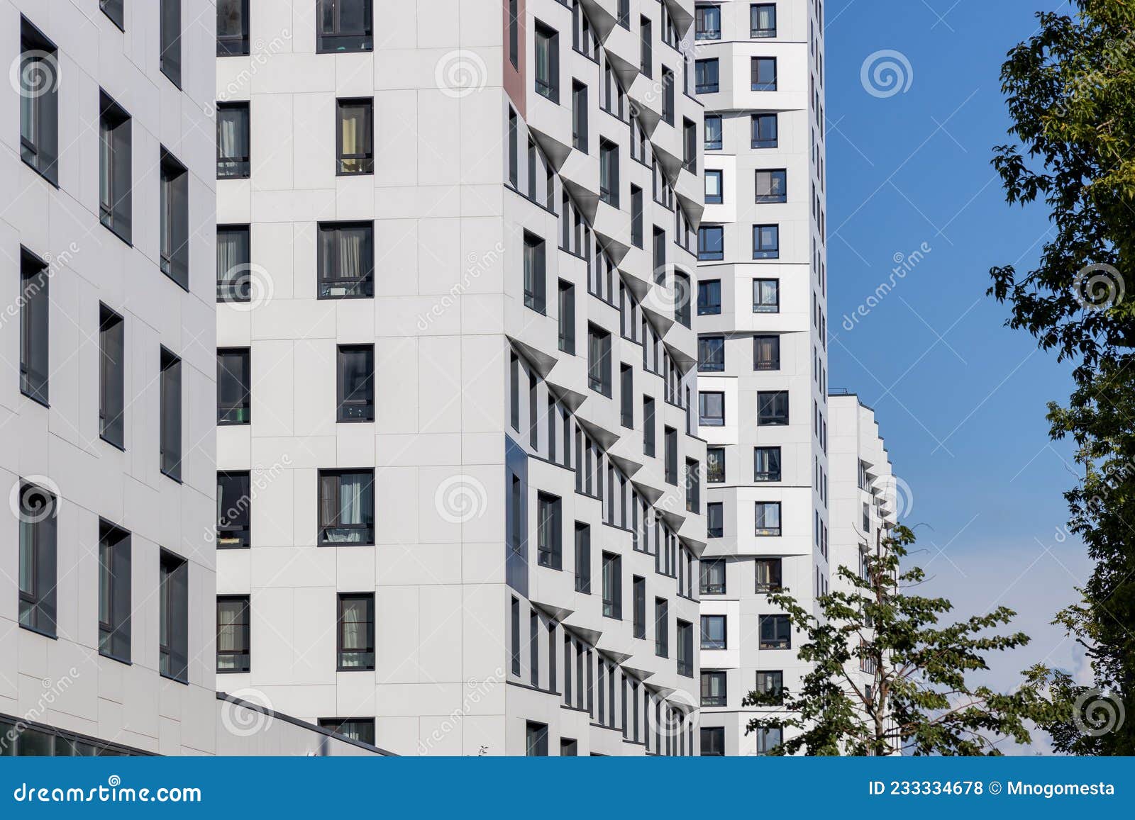 Modern Residential Complex. Several High-rise Buildings with White ...