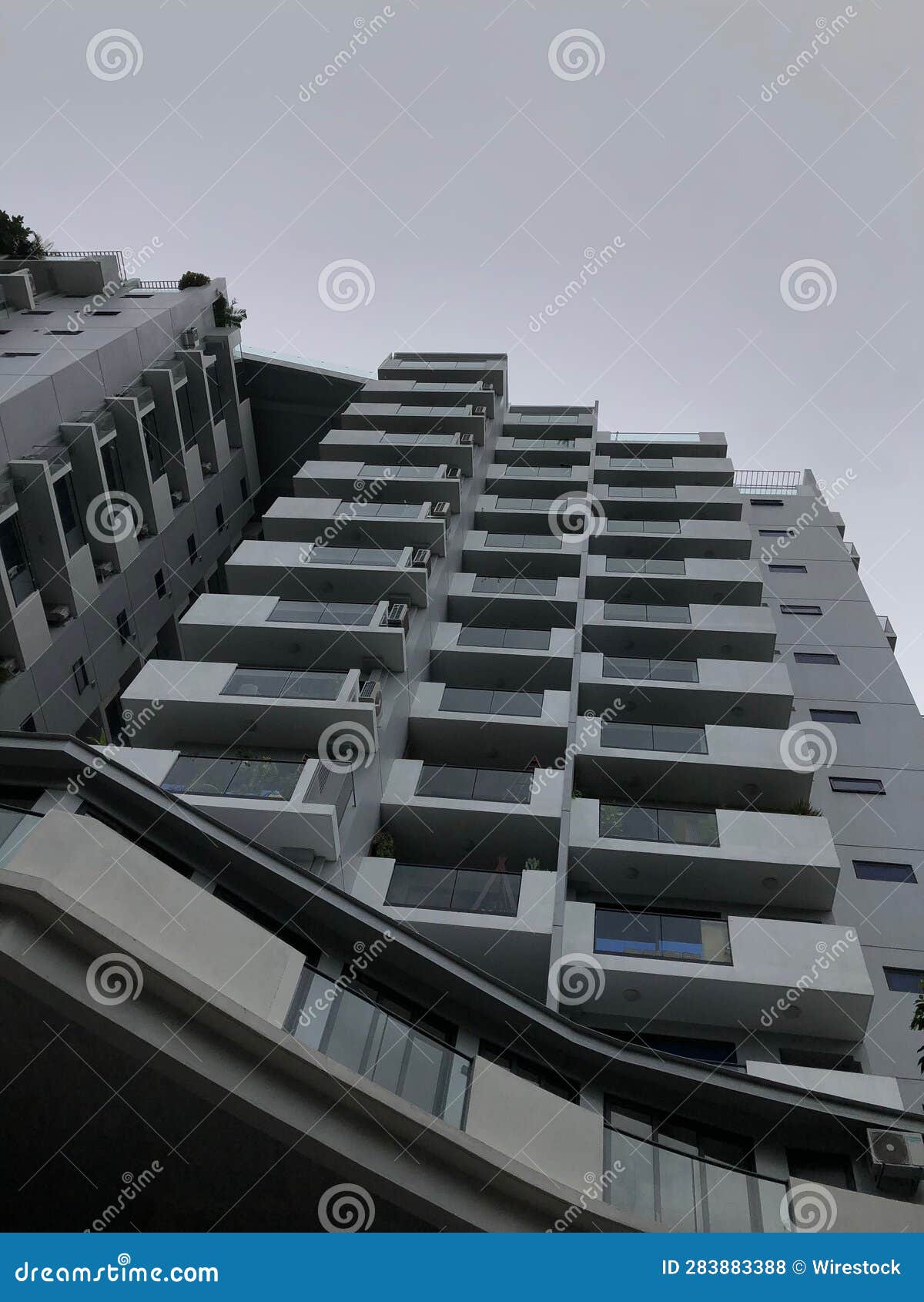 Modern Residential High-rise Building with Balconies. Stock Photo ...