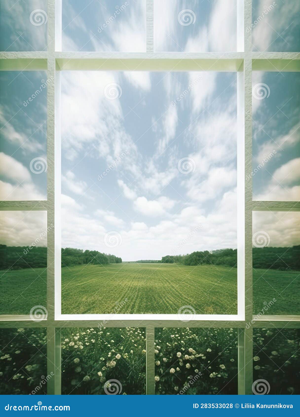 Modern Residential Window and Trees and Sky Behind. Created with ...