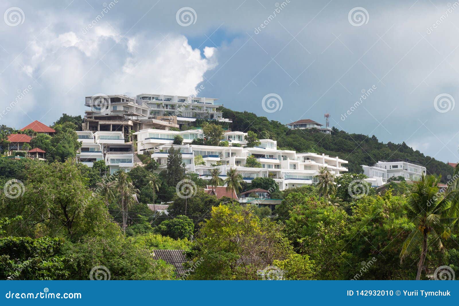 Modern Resort at the Hillside in the Rainforest Stock Photo - Image of ...