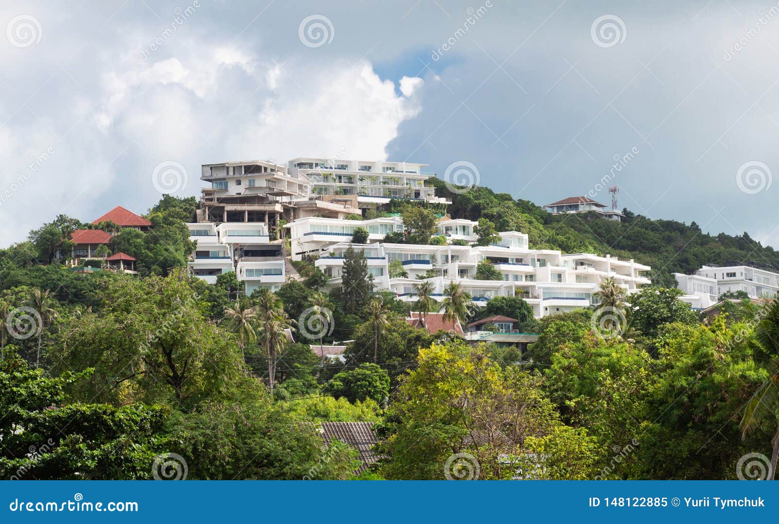 Modern Resort at the Hillside in the Rainforest Stock Image - Image of ...