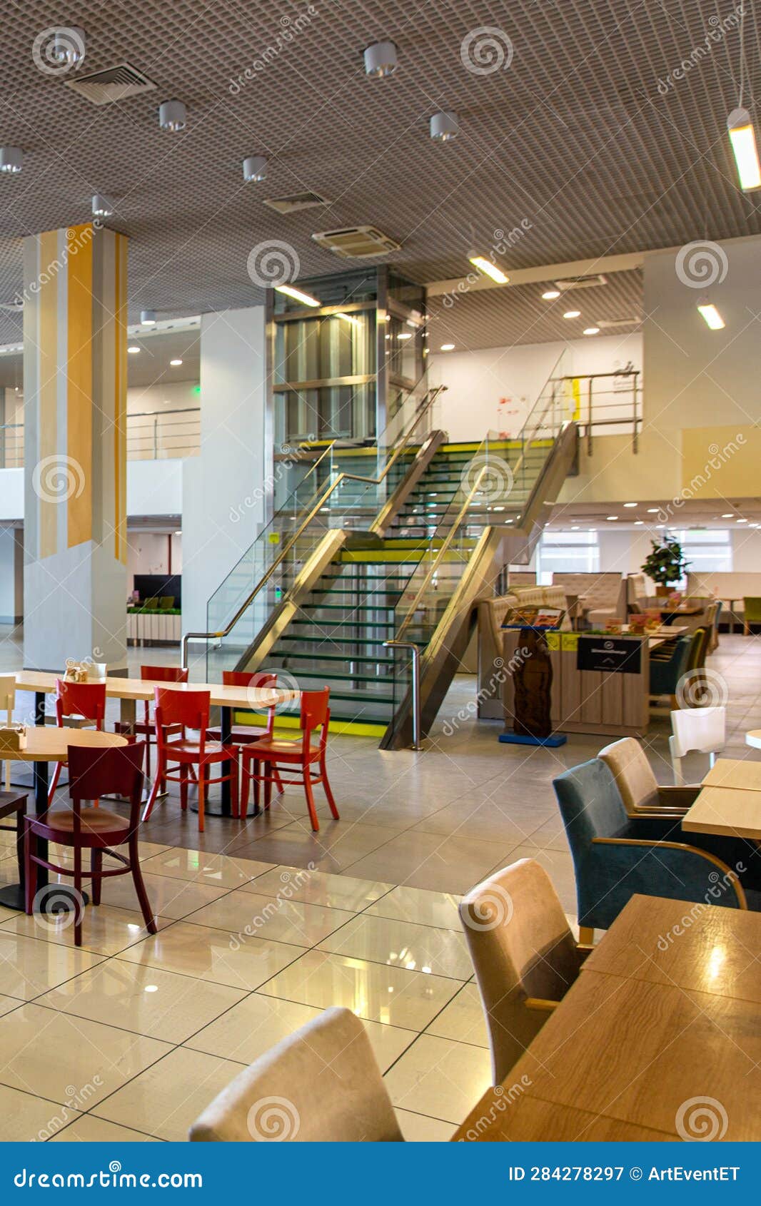 Modern Restaurant Interior with Bright Design Stock Image - Image of ...