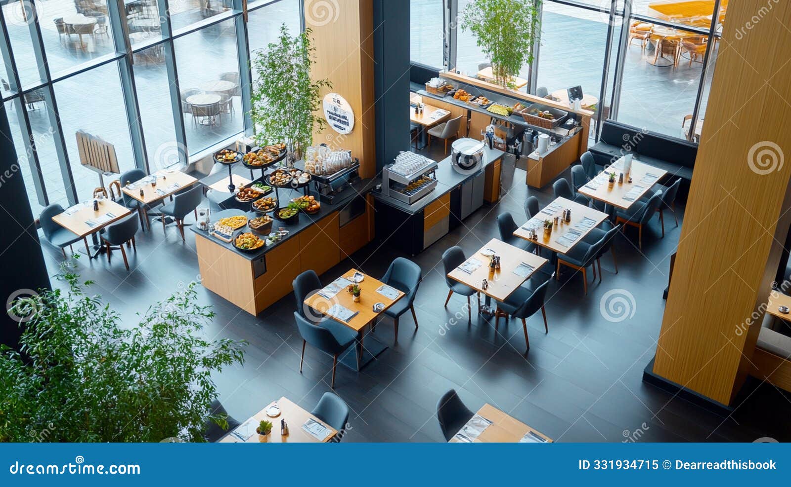Interior Of Buffet Restaurant With Large Servings Of Food Laid Out ...