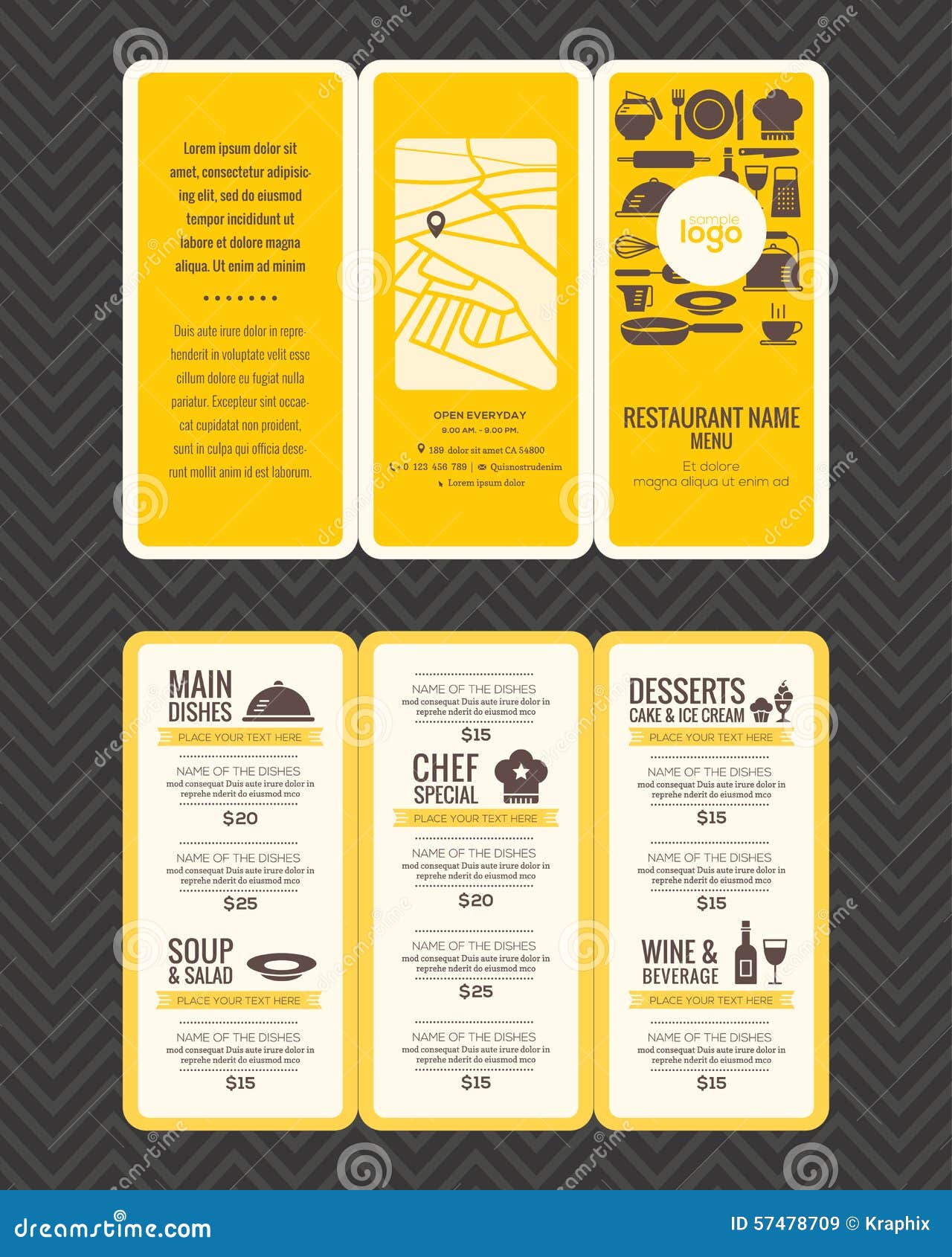 Modern Restaurant Menu Design Pamphlet Template Stock Vector ...