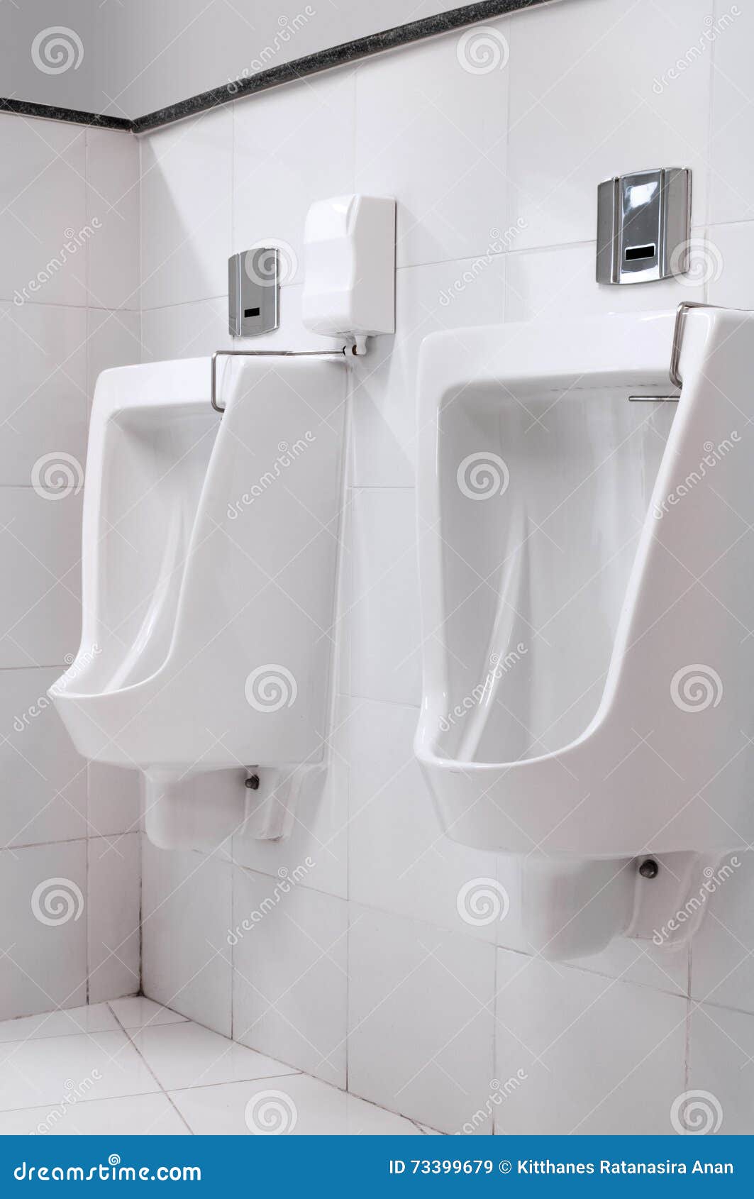 Modern Restroom Interior with Urinal Row Stock Image - Image of male ...