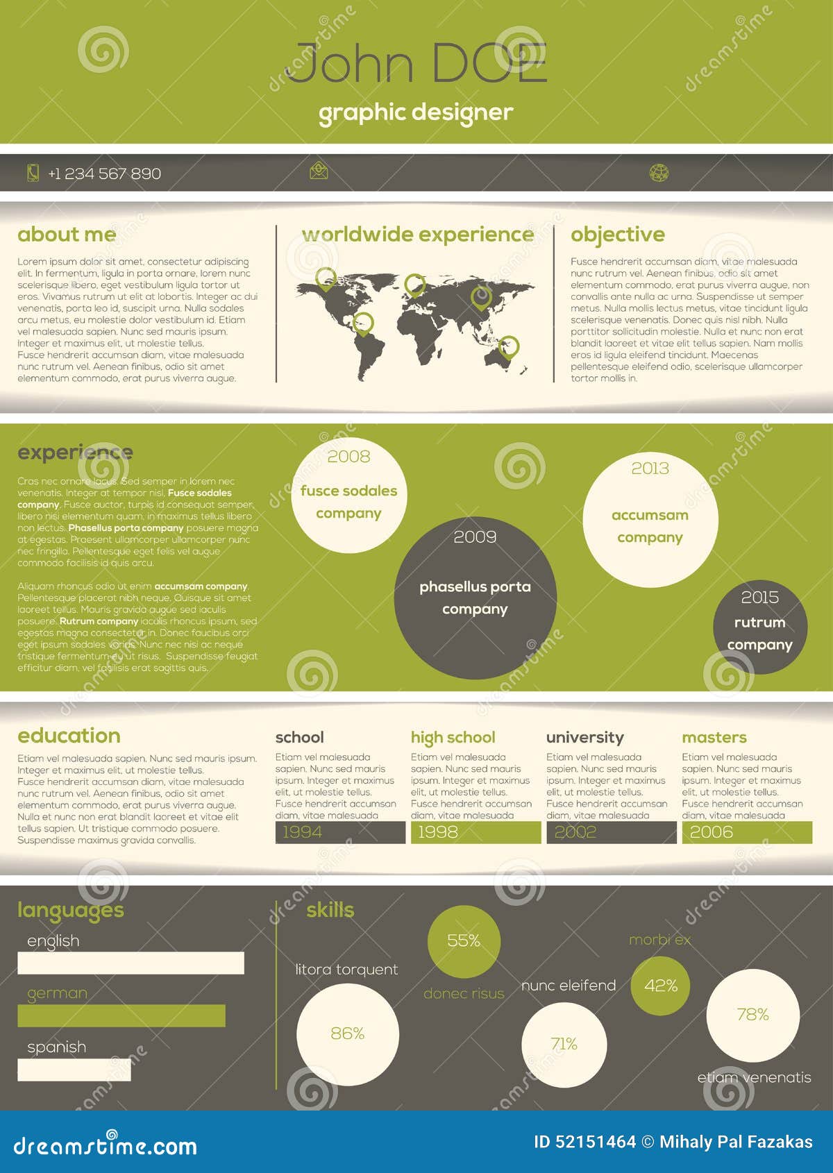 Modern Resume Cv with Cool Graphics and Texts Stock Vector ...