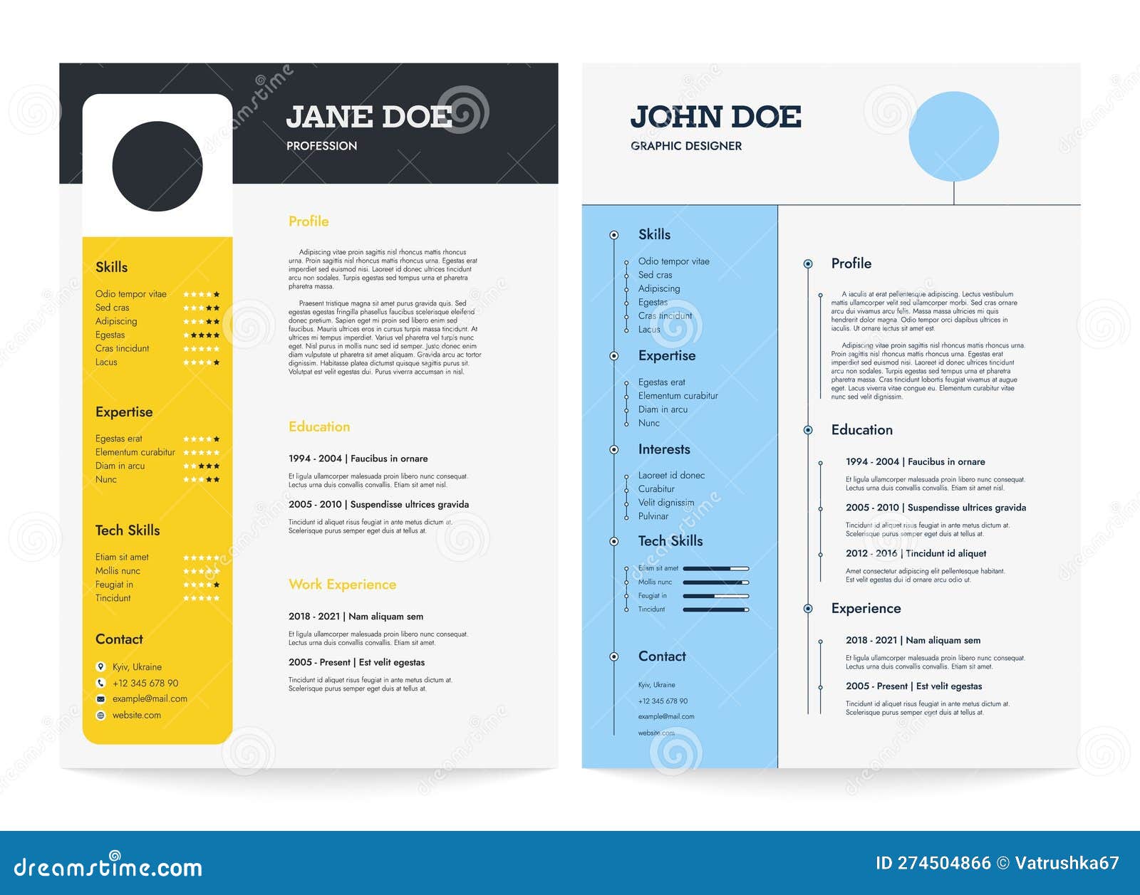 Modern Resume Cv Template With Simplistic Elements Vector Illustration ... Modern Resume Cv Template With Simplistic Elements Vector Illustration ...