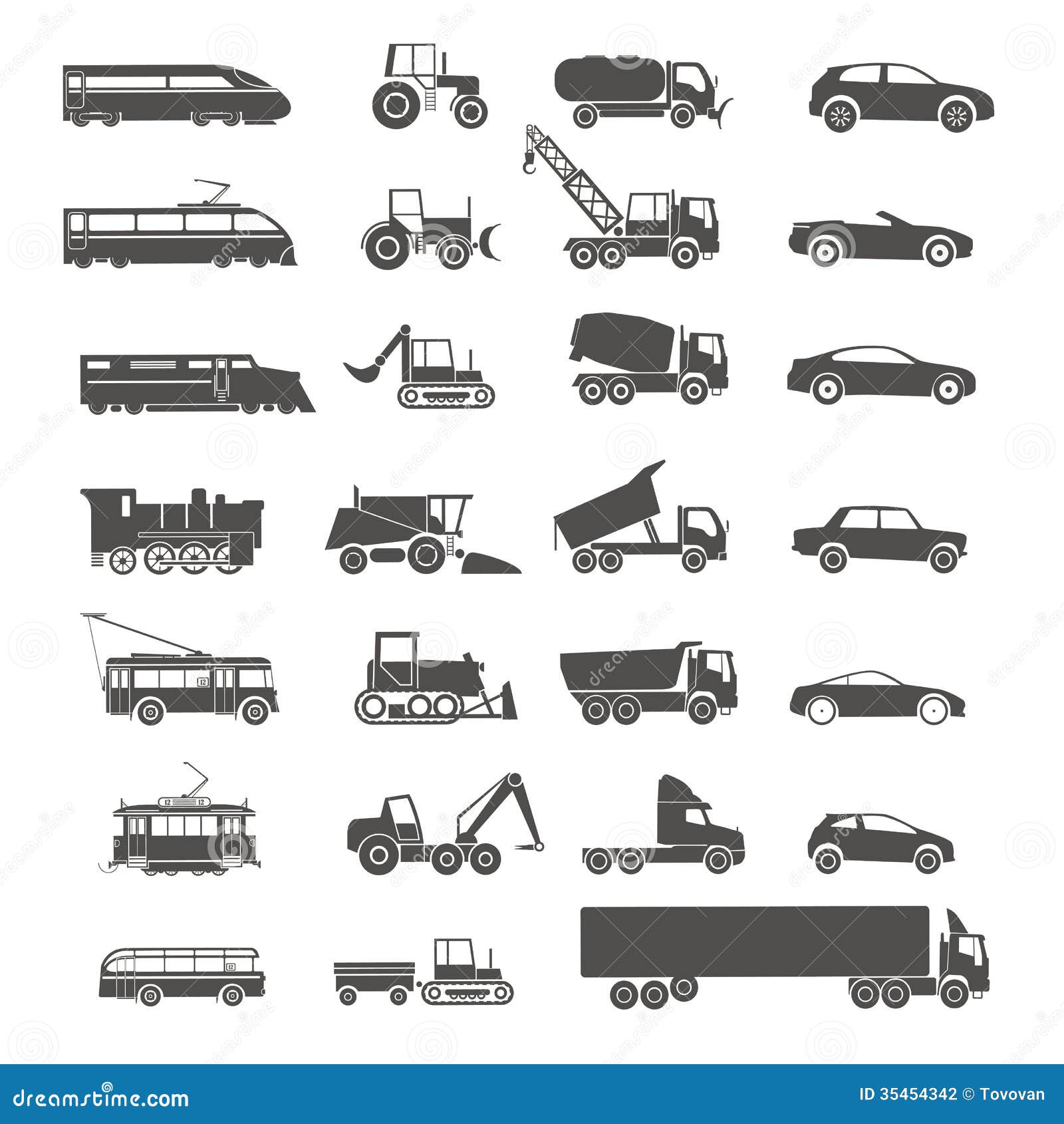Modern and Retro Transport Silhouettes Stock Vector - Illustration of ...