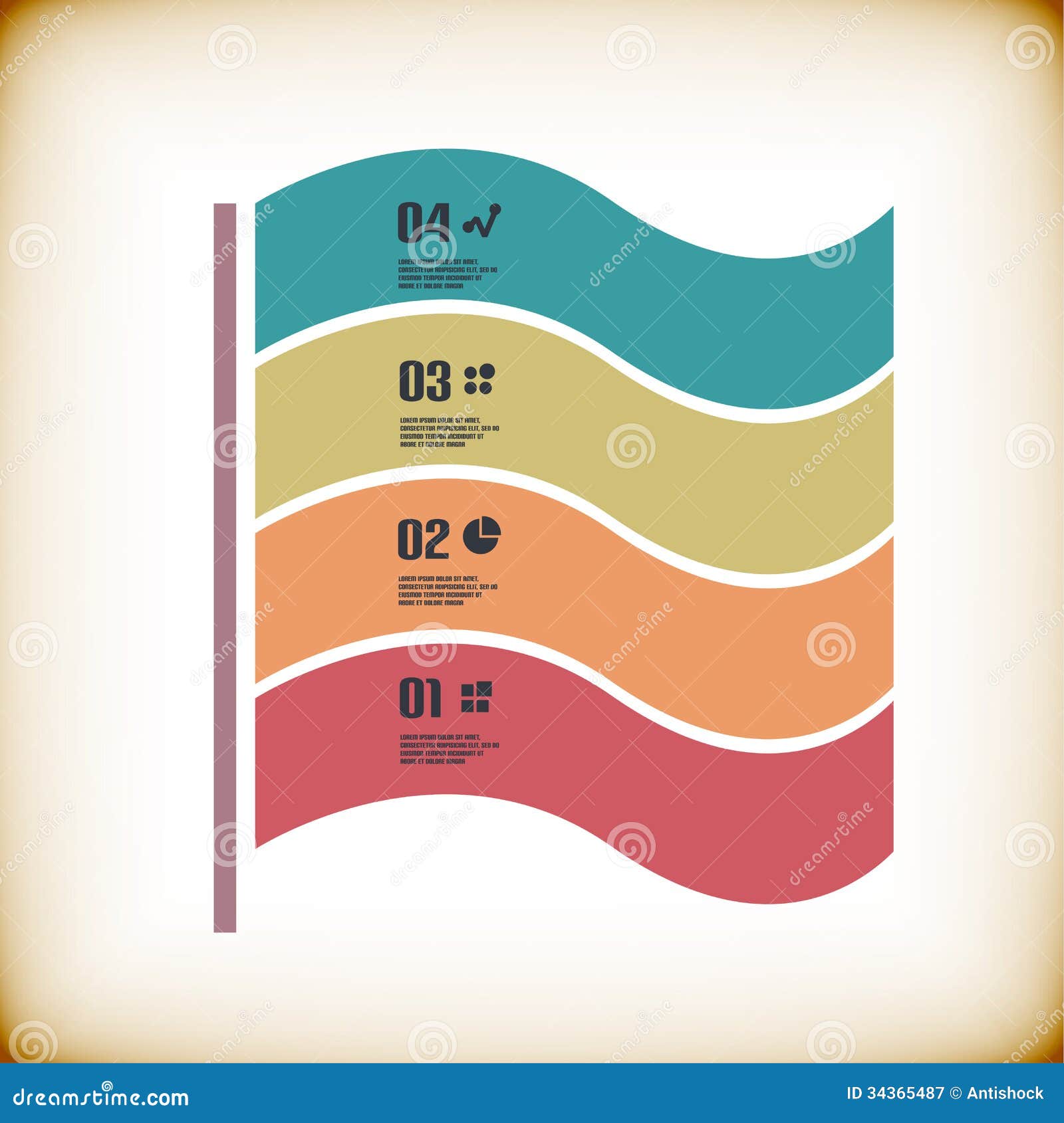 Ribbon Infographic Concept. Vector Template With 5 Options, Parts ...