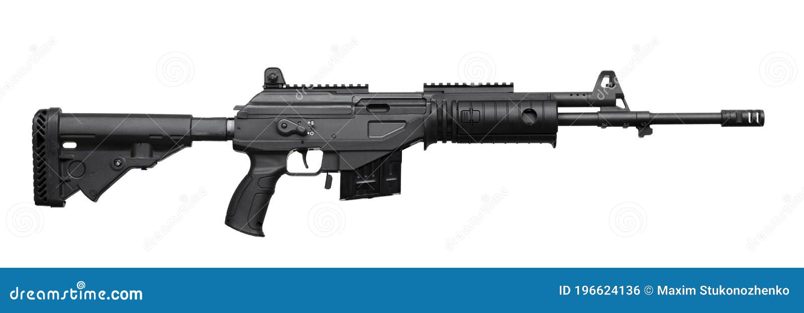 Modern Rifle Isolated on White Stock Photo - Image of machine, firearm ...
