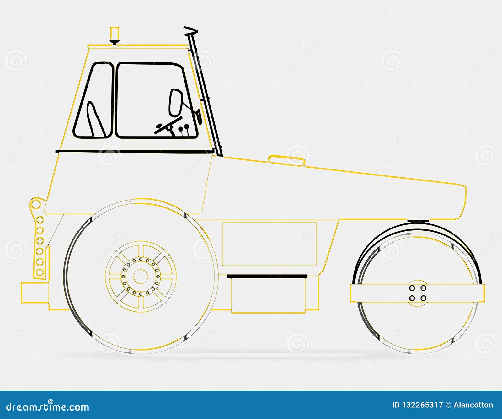 Modern Road Roller Line Drawing Stock Illustration - Illustration of ...