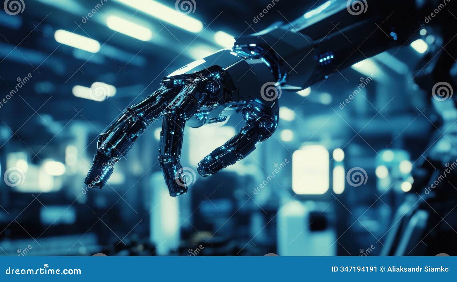 Modern Robot Arm Automating Processes in Smart Factory Background ...