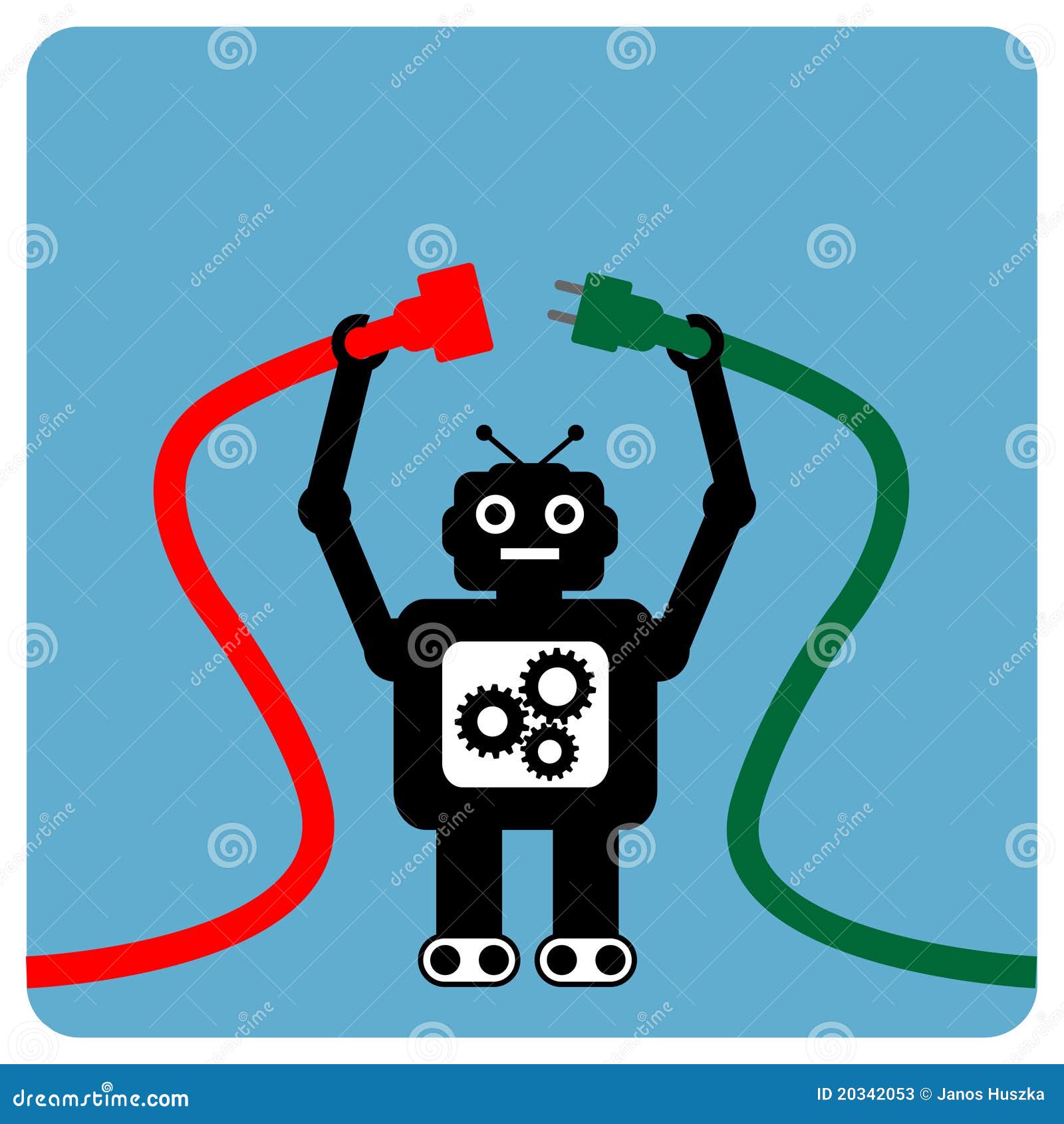 Modern Robot with Cable Plug Stock Vector - Illustration of friendship ...