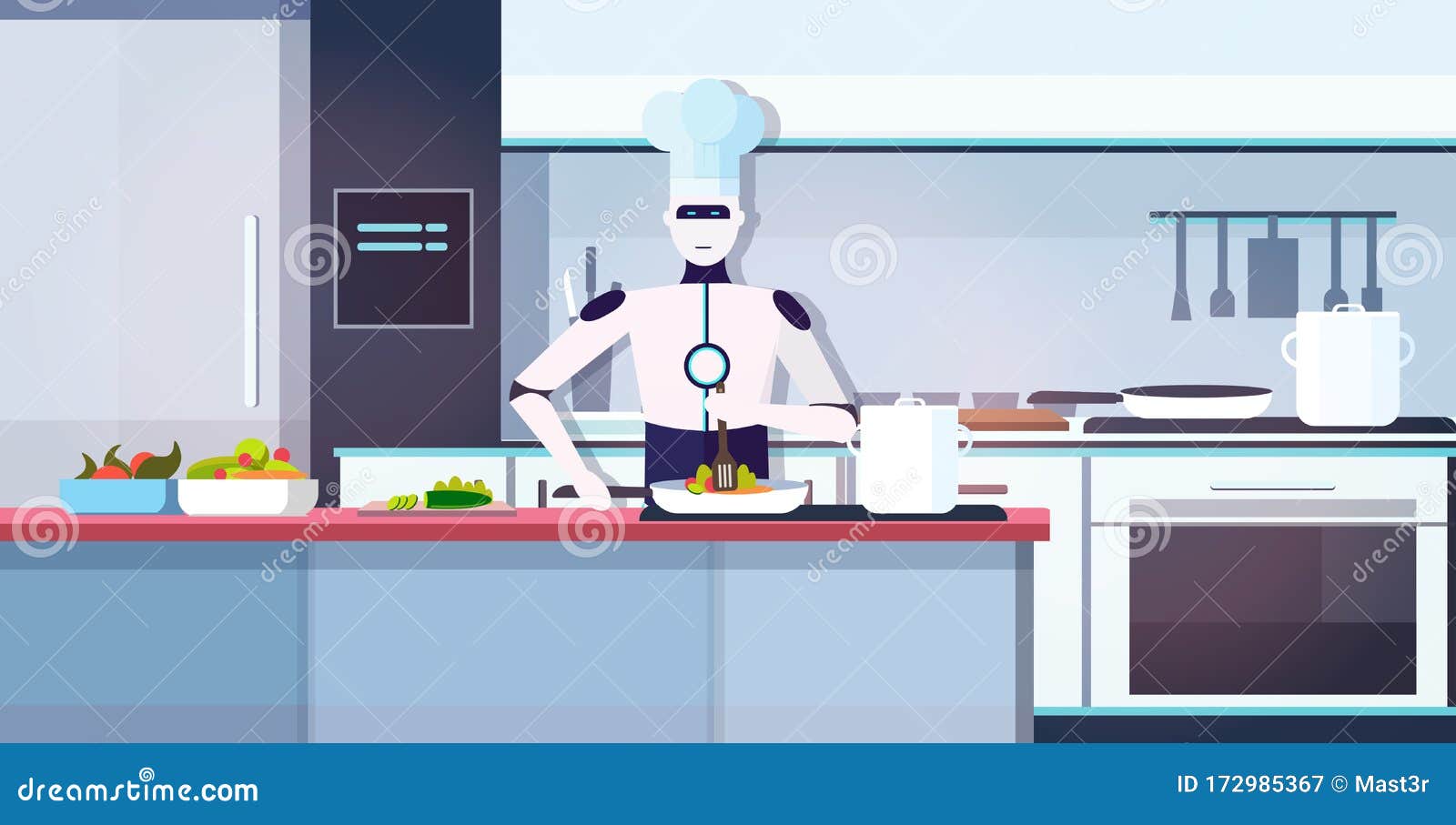 Modern Robot Chef Cooking Dish Robotic Cook Preparing Food Artificial ... Modern Robot Chef Cooking Dish Robotic Cook Preparing Food Artificial ...