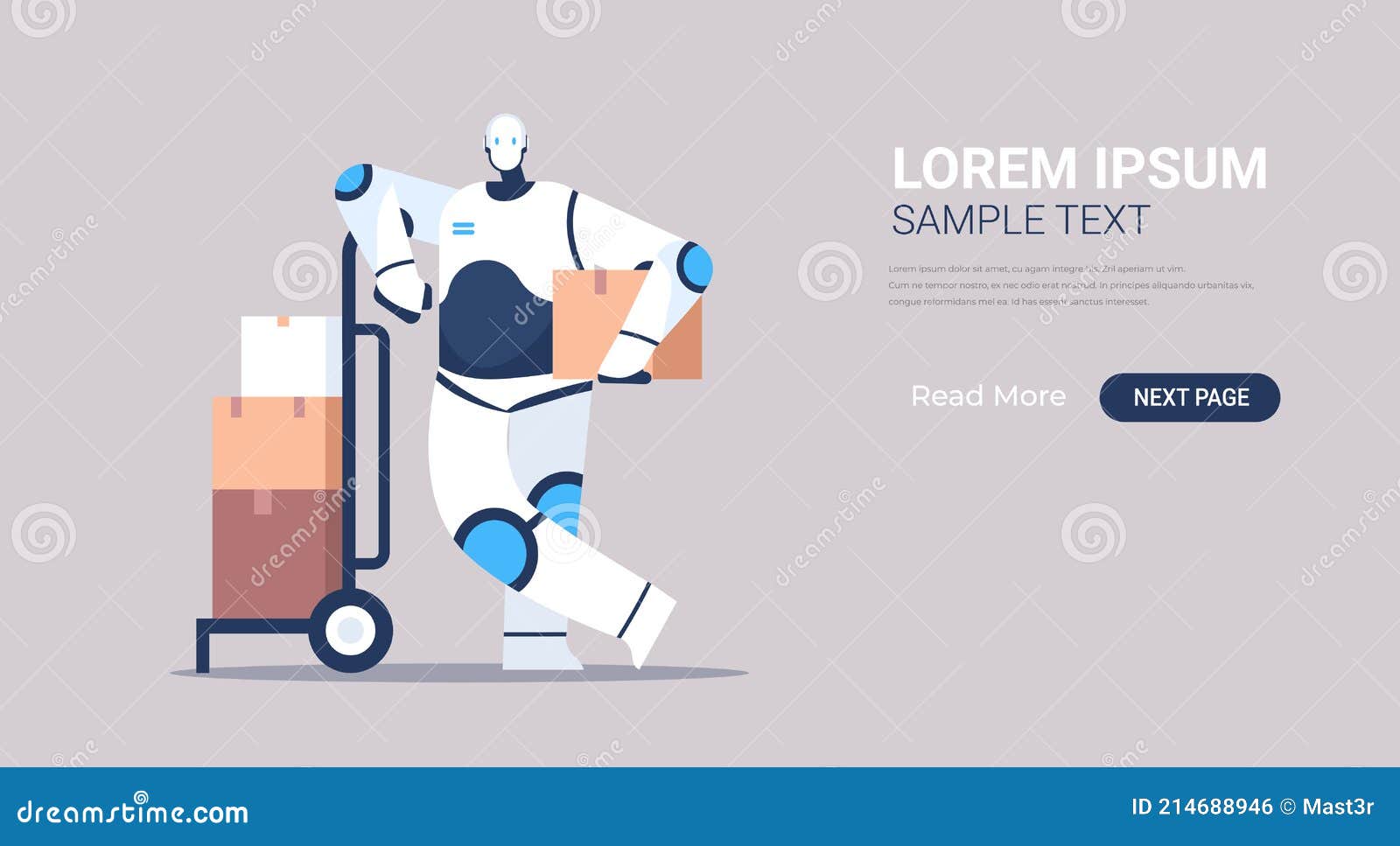 Modern Robot Courier with Cardboard Parcels Delivery Service Artificial ...