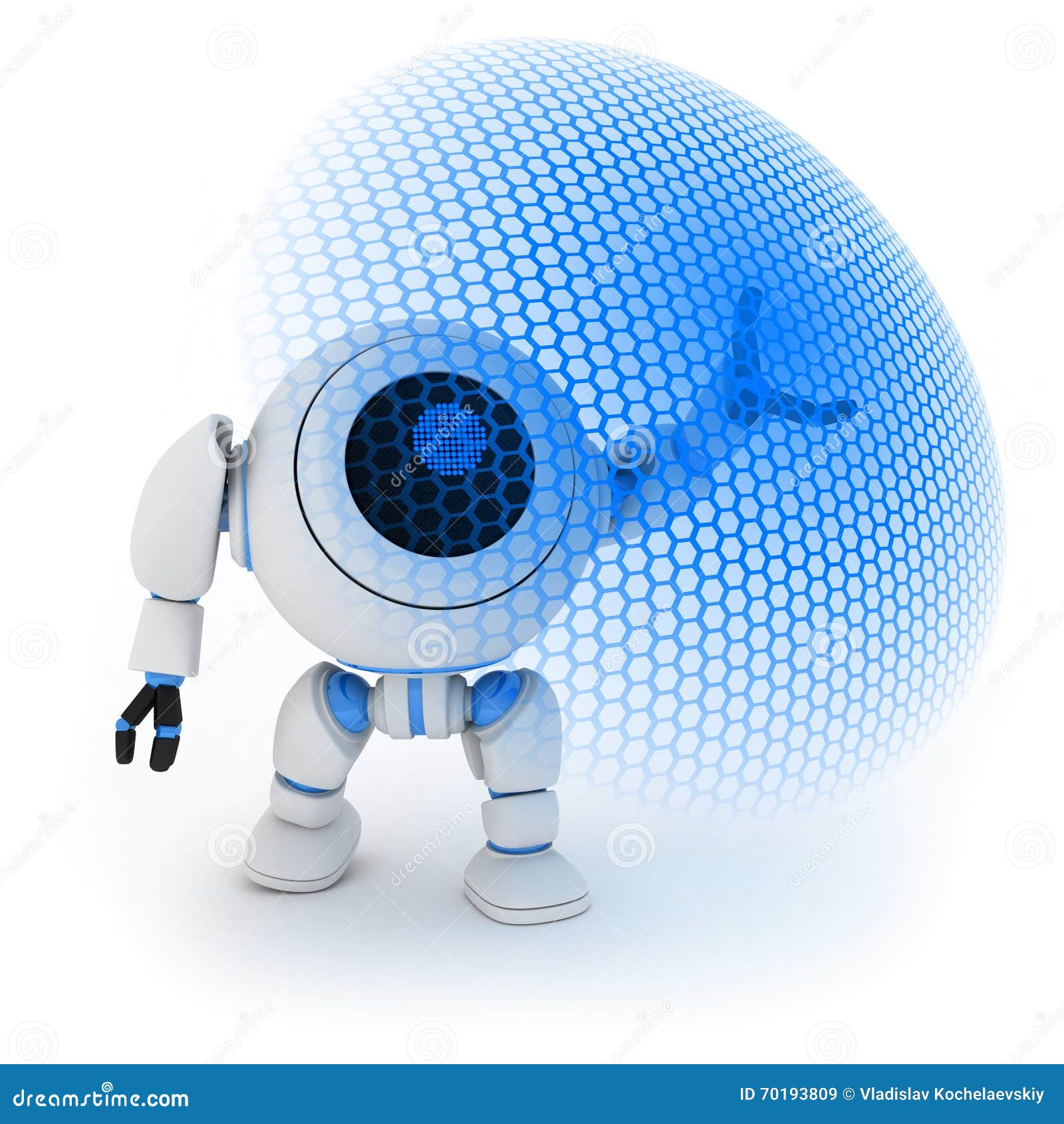 Modern Robot and Energy Shield Stock Illustration - Illustration of ...