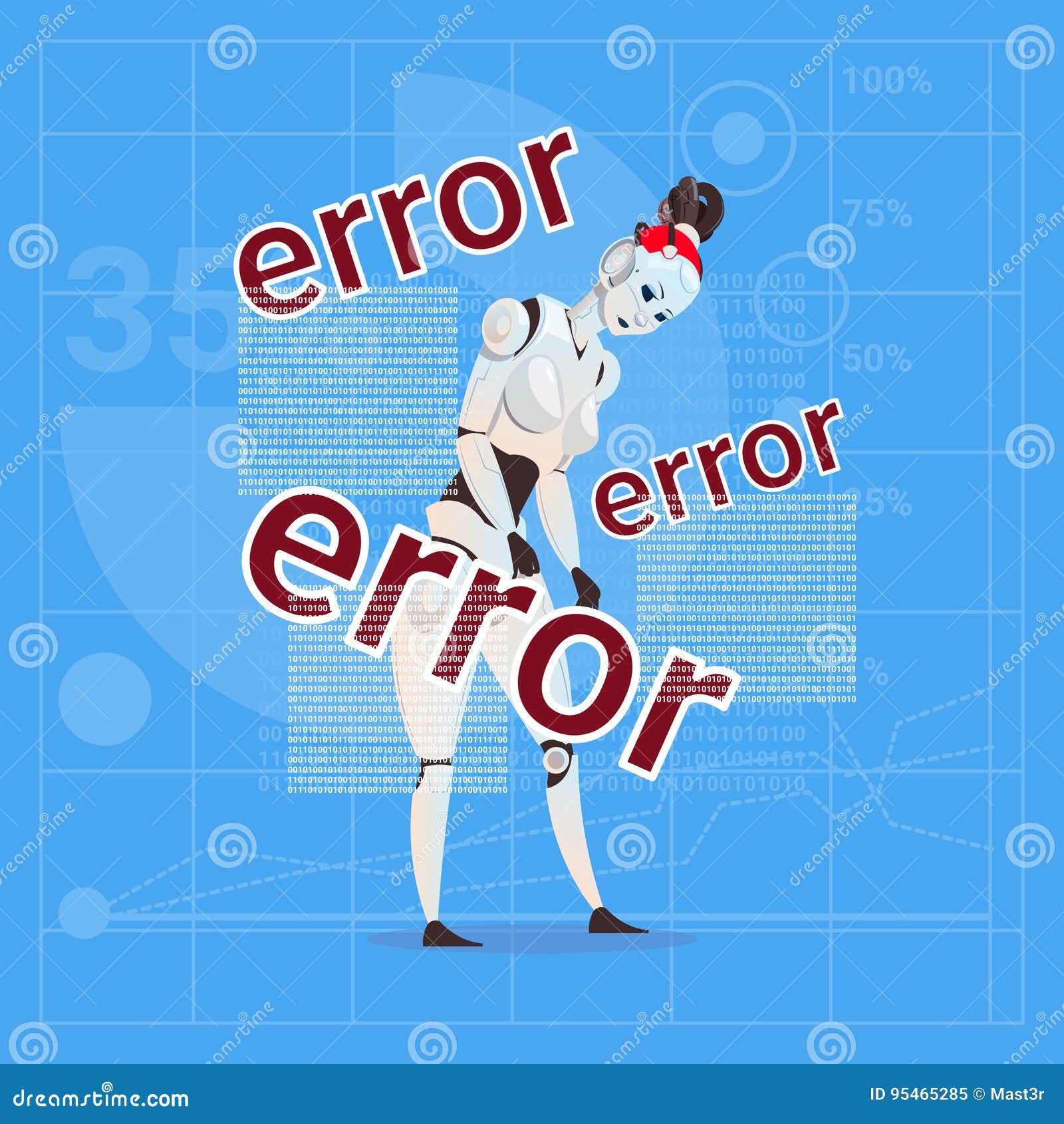 Modern Robot Female Error Failure Futuristic Artificial Intelligence ...